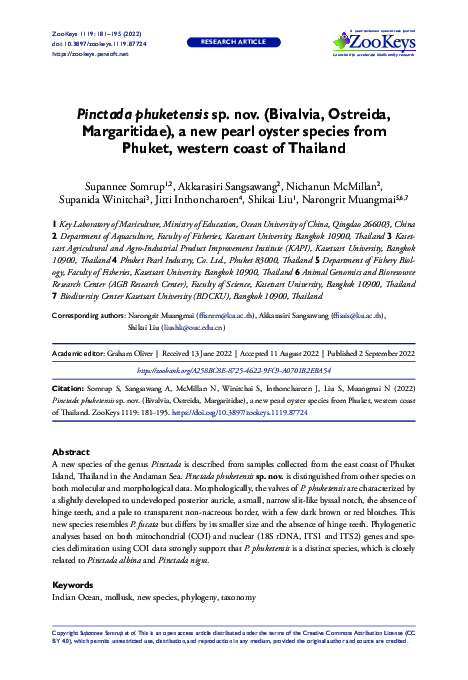 (PDF) ﻿Pinctada phuketensis sp. nov. (Bivalvia, Ostreida, Margaritidae ...
