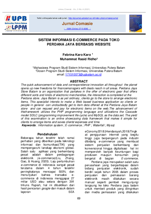 (PDF) Sistem Informasi E-Commerce Pada Toko Perdana Jaya Berbasis Website