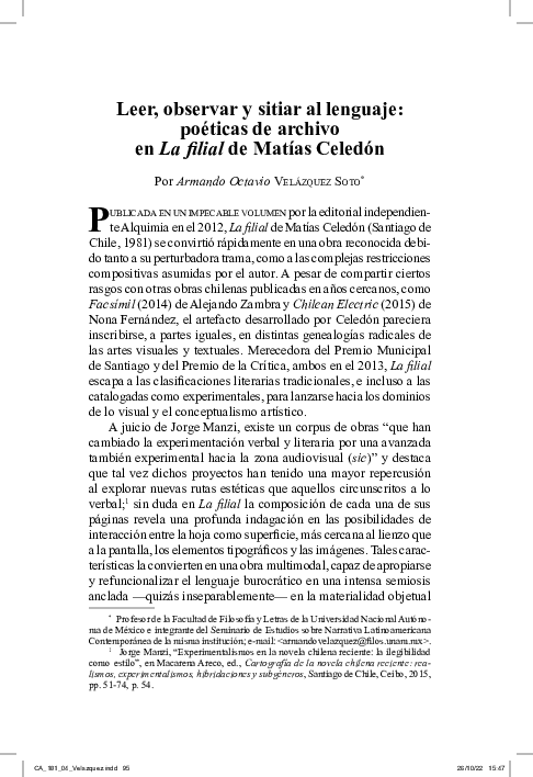 (PDF) Leer, observar y sitiar al lenguaje: poéticas de archivo en La ... (PDF) Leer, observar y sitiar al lenguaje: poéticas de archivo en La ...