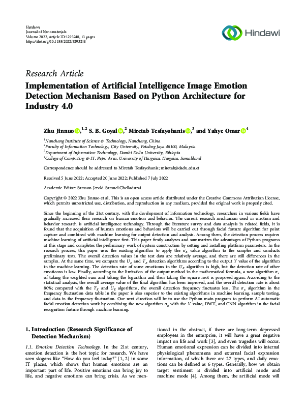 (PDF) Implementation of Artificial Intelligence Image Emotion Detection Mechanism Based on ...