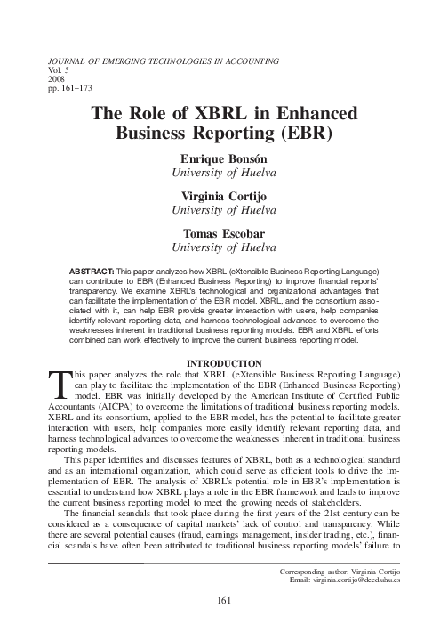 (PDF) The Role of XBRL in Enhanced Business Reporting (EBR)