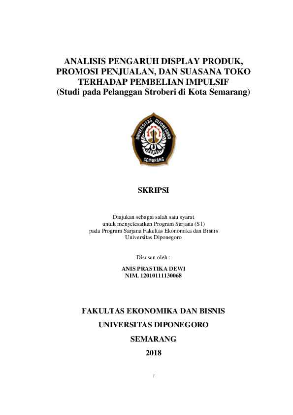 (PDF) ANALISIS PENGARUH DISPLAY PRODUK, PROMOSI PENJUALAN, DAN SUASANA TOKO TERHADAP PEMBELIAN ...