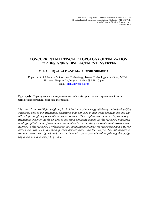 (PDF) CONCURRENT MULTISCALE TOPOLOGY OPTIMIZATION FOR DESIGNING DISPLACEMENT INVERTER