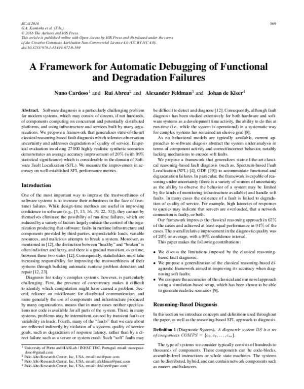 (PDF) Automatic Debugging Framework for Software Failures