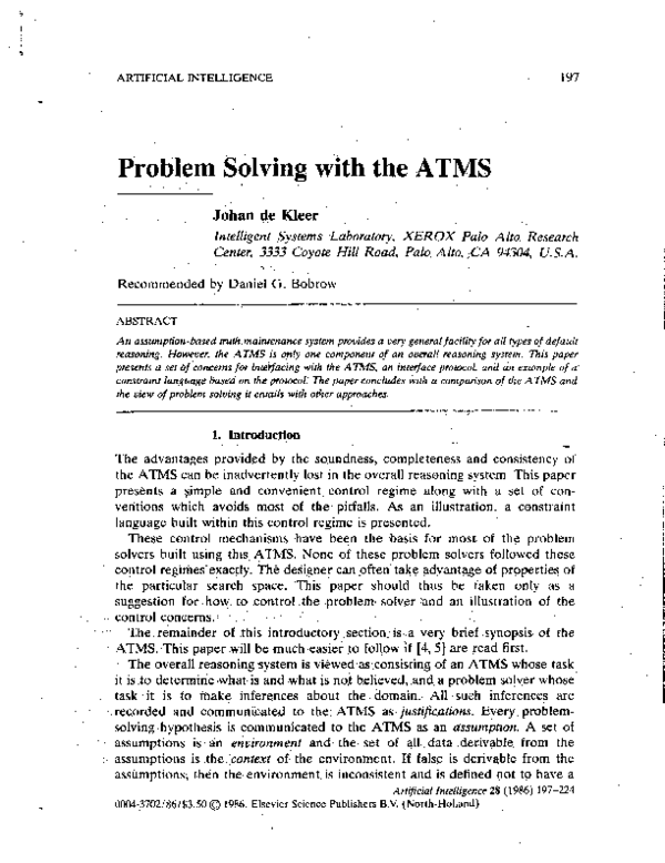 (PDF) Problem solving with the ATMS