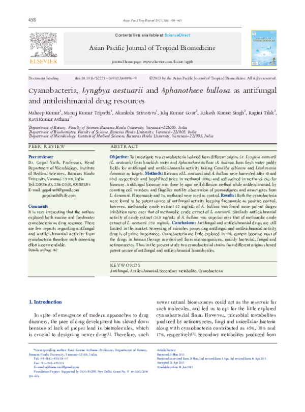 (PDF) Cyanobacteria, Lyngbya aestuarii and Aphanothece bullosa as ...