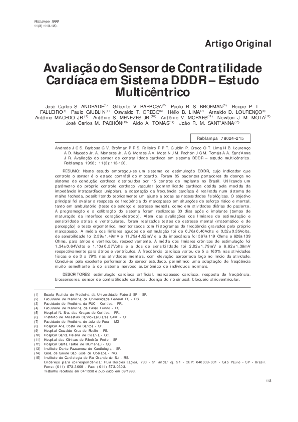 (PDF) Avaliação do sensor de contratilidade cardíaca em sistema DDDR ...