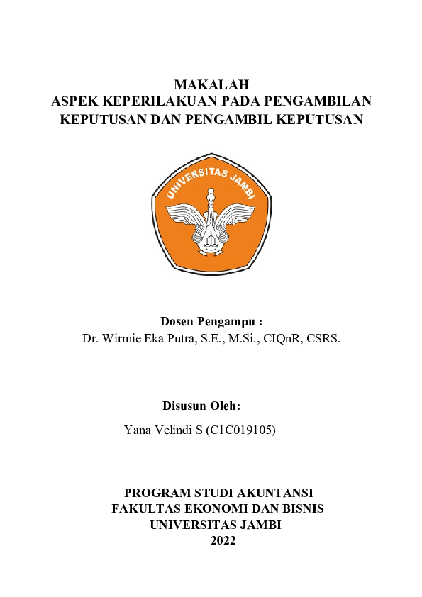(DOC) MAKALAH ASPEK KEPERILAKUAN DALAM PENGAMBILAN KEPUTUSAN DAN ...