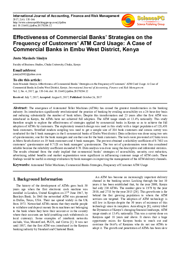 (PDF) Effectiveness of Commercial Banks’ Strategies on the Frequency of ...