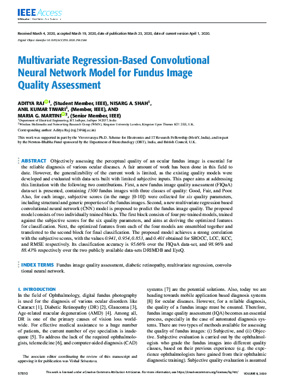 (PDF) Multivariate Regression-Based Convolutional Neural Network Model for Fundus Image Quality ...