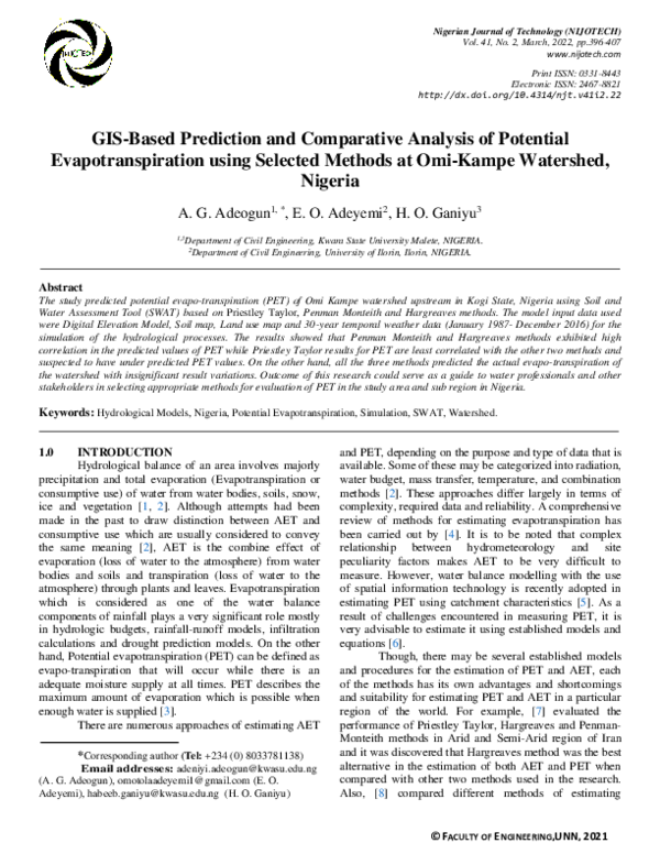(PDF) GIS-based prediction and comparative analysis of potential evapotranspiration using ...