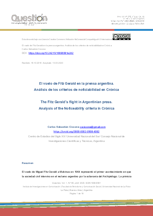 (PDF) The Fitz Gerald’s flight in Argentinian press. Analysis of the ...