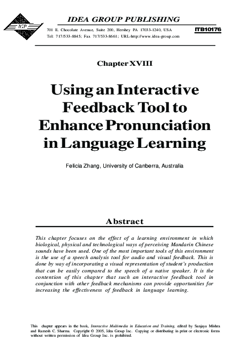 (PDF) Using an Interactive Feedback Tool to Enhance Pronunciation in ...