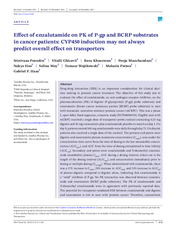 (PDF) Effect of enzalutamide on PK of P‐gp and BCRP substrates in ...