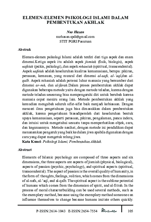 (PDF) Elemen-Elemen Psikologi Islami Dalam Pembentukan Akhlak