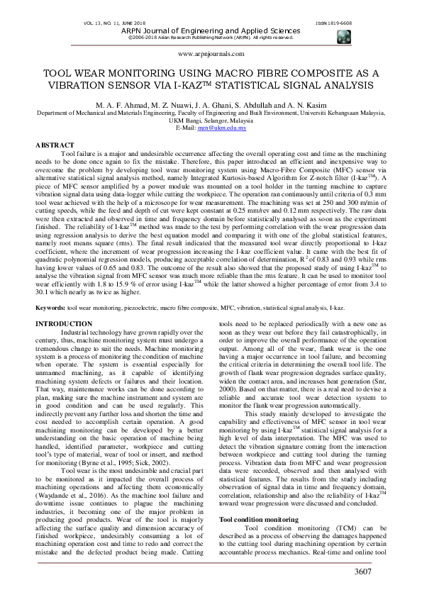 Pdf Tool Wear Monitoring Using Macro Fibre Composite As A Vibration