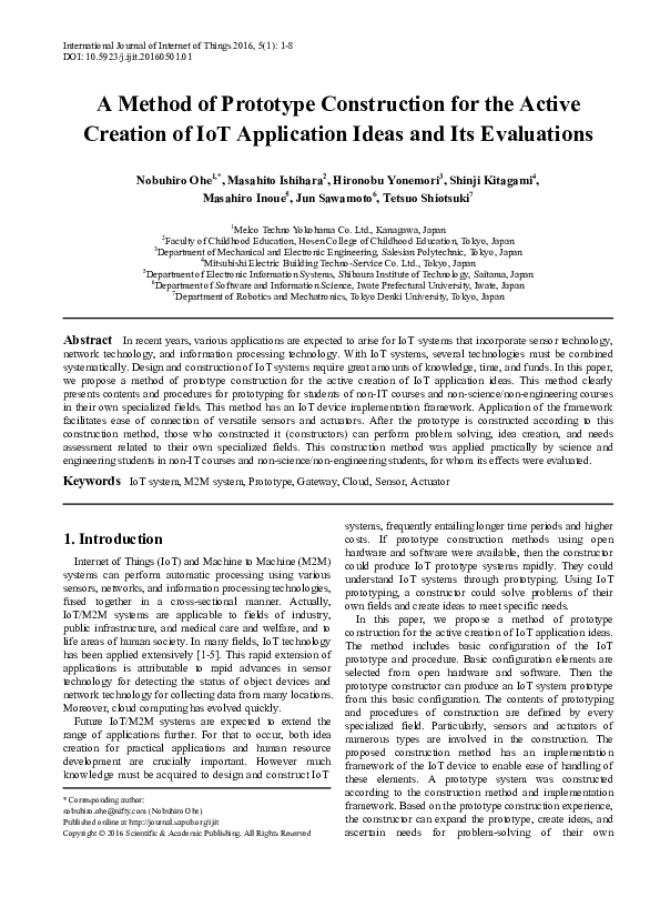 (PDF) A Proposal of a Method for Prototyping M2M/IoT Systems based on Ideas and its Applications