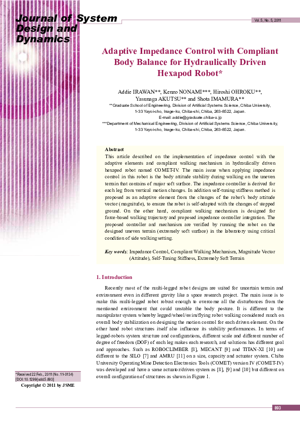 (PDF) Adaptive Impedance Control with Compliant Body Balance for Hydraulically Driven Hexapod Robot