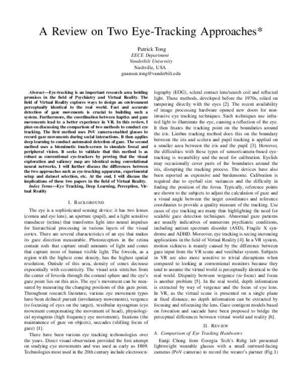 (PDF) A Review on Two Eye-Tracking Approaches