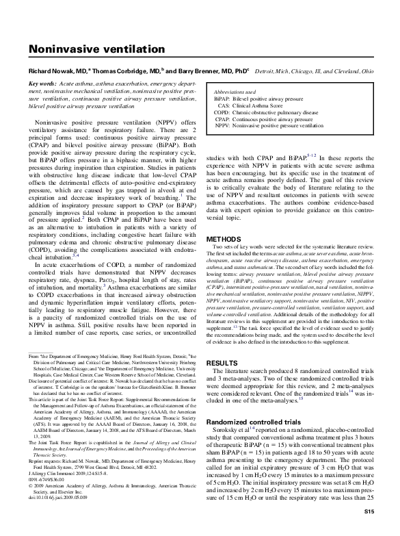 (PDF) Noninvasive ventilation