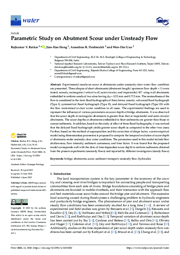 (PDF) Parametric Study on Abutment Scour under Unsteady Flow
