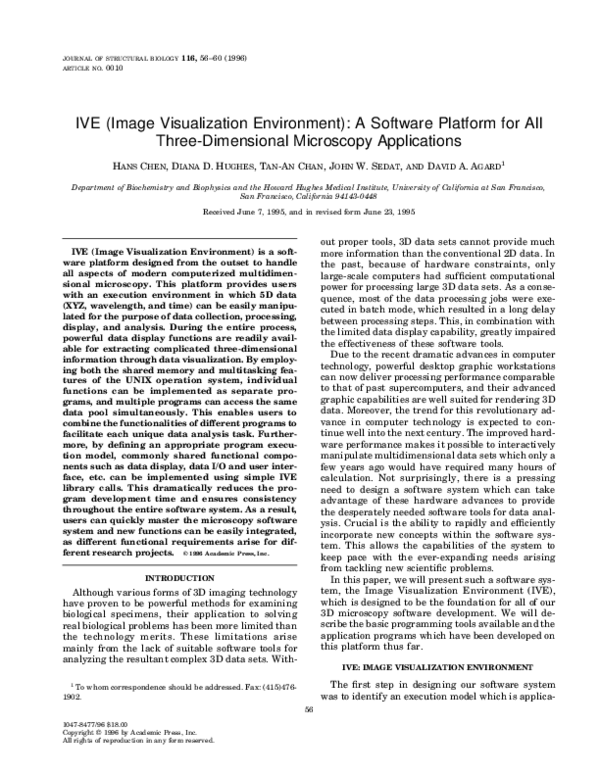 (PDF) IVE (Image Visualization Environment): A Software Platform for All Three-Dimensional ...