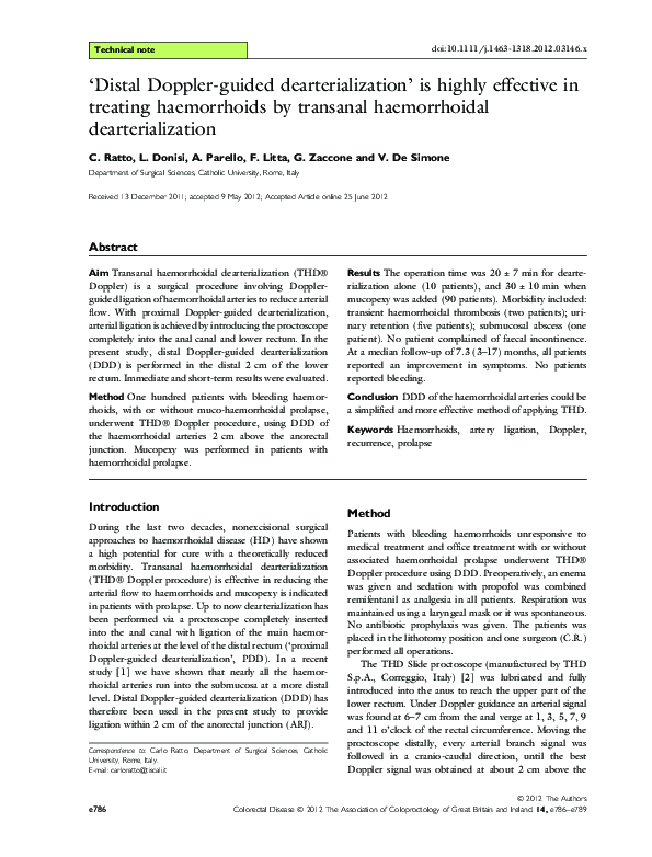(PDF) ‘Distal Doppler-guided dearterialization’ is highly effective in ...