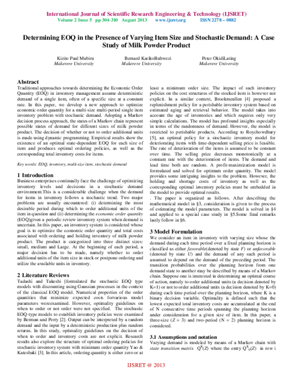 (PDF) Determining EOQ in the Presence of Varying Item Size and ...