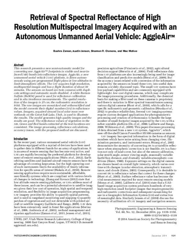 Pdf Retrieval Of Spectral Reflectance Of High Resolution