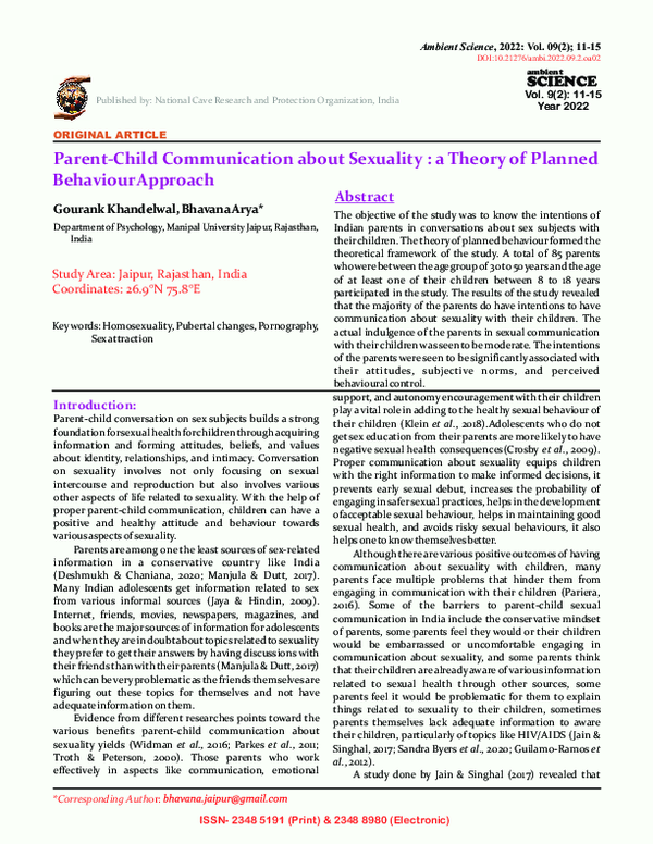 (PDF) Parent-Child Communication about Sexuality: a Theory of Planned ...