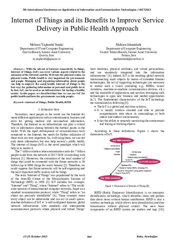(PDF) Internet of things and its benefits to improve service delivery ...