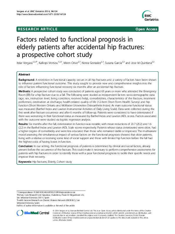 (PDF) Factors related to functional prognosis in elderly patients after ...