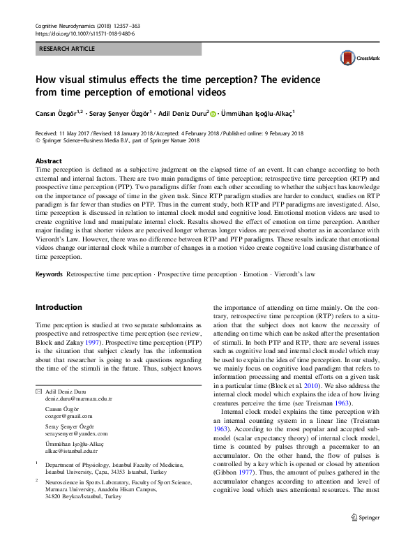(PDF) How visual stimulus effects the time perception? The evidence ...