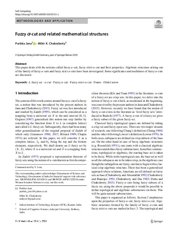 Pdf Fuzzy Alpha Cut And Related Mathematical Structures