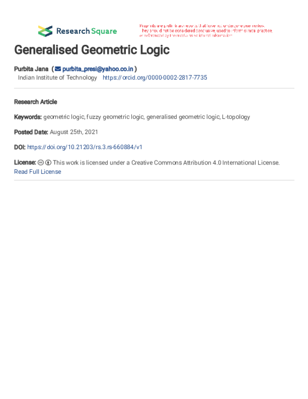 (PDF) Generalised Geometric Logic