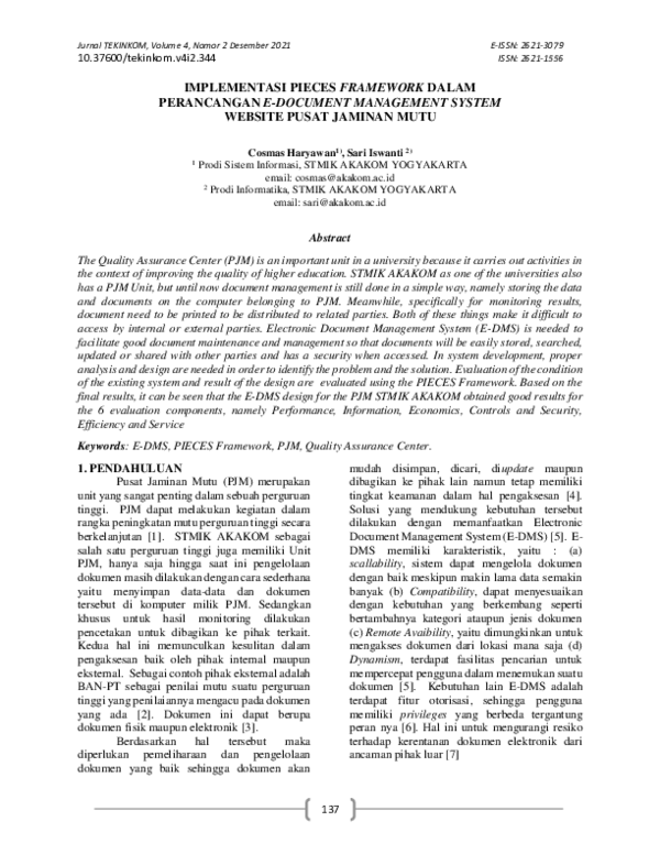 (PDF) Implementasi Pieces Framework Dalam Perancangan E-Document ...