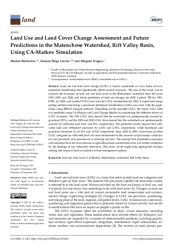 (PDF) Land Use and Land Cover Change Assessment and Future Predictions ...