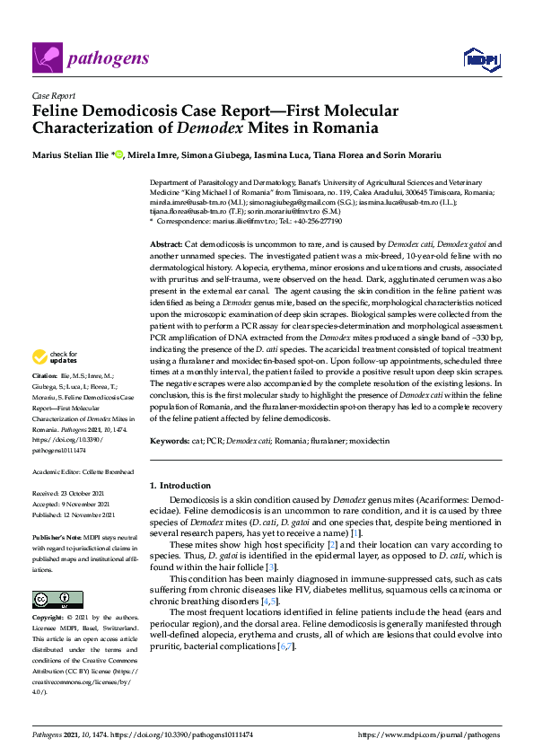 (PDF) Feline Demodicosis Case Report—First Molecular Characterization ...