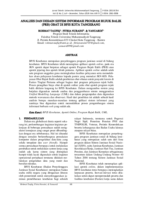 (PDF) Analisis Dan Desain Sistem Informasi Program Rujuk Balik (PRB ...