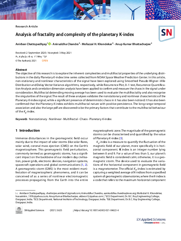 (PDF) Analysis of fractality and complexity of the planetary K-index