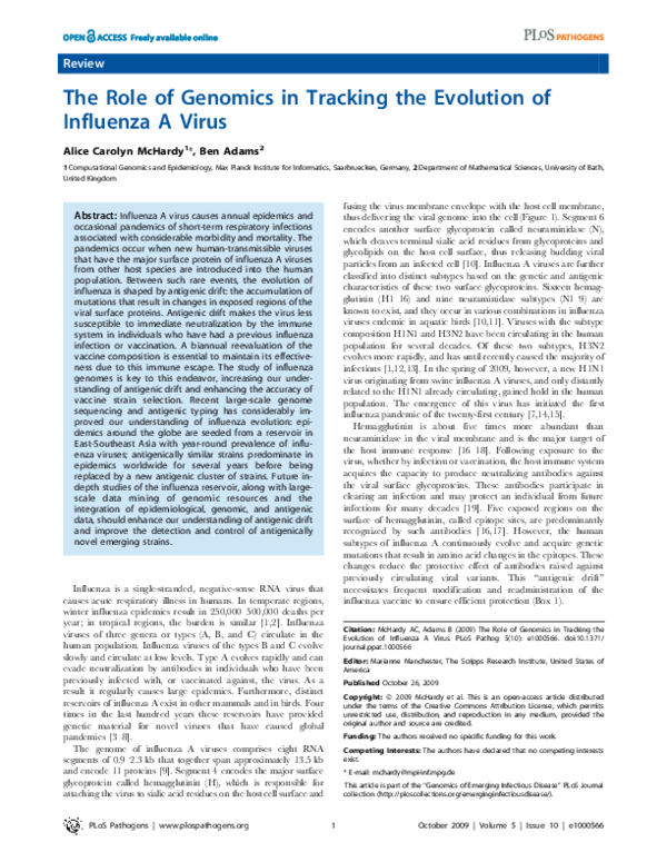 (PDF) The Role of Genomics in Tracking the Evolution of Influenza A Virus