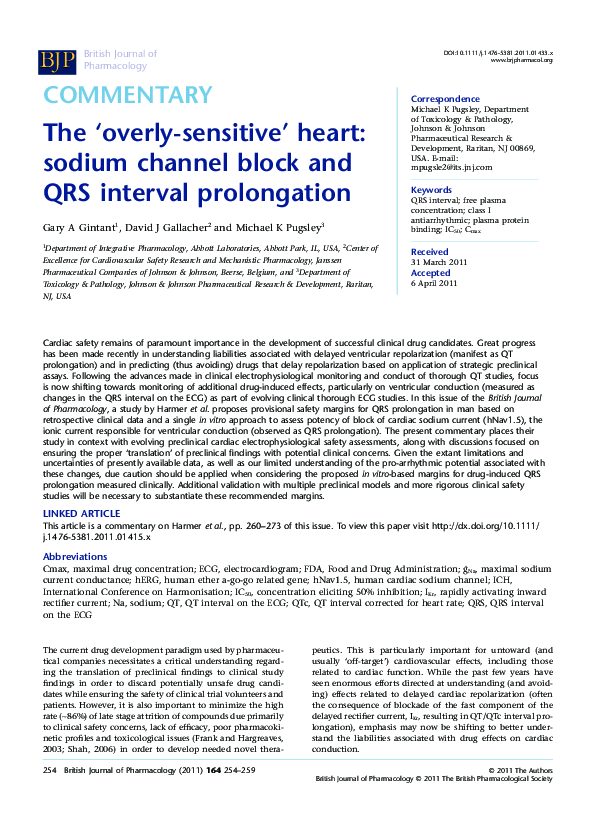 (PDF) The ‘overly-sensitive’ heart: sodium channel block and QRS ...