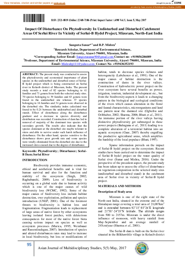 (PDF) Impact of Disturbance on Phytodiversity in Undisturbed and ...