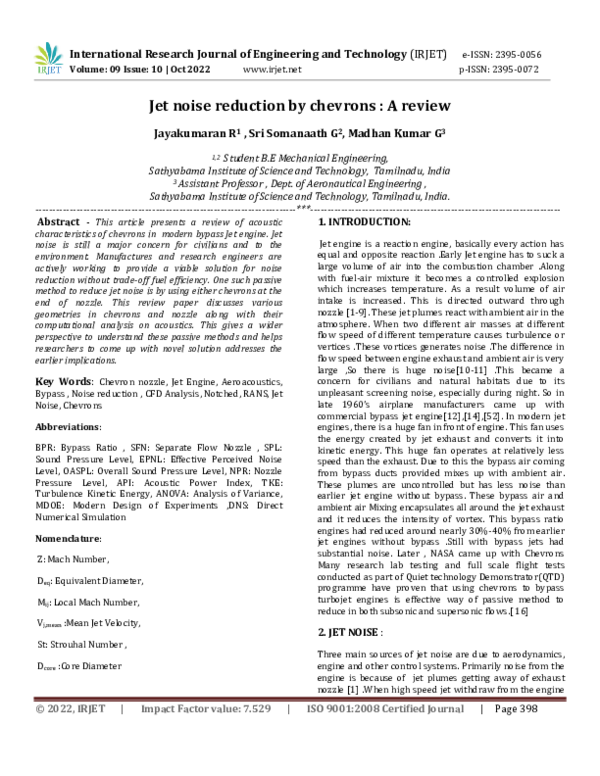 (PDF) Jet noise reduction by chevrons : A review