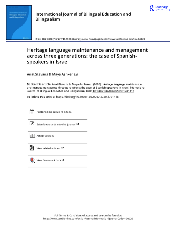 (PDF) Heritage language maintenance and management across three ...