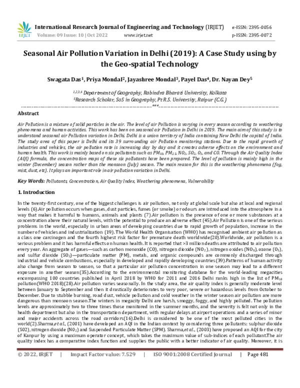 (PDF) Seasonal Air Pollution Variation in Delhi (2019): A Case Study ...