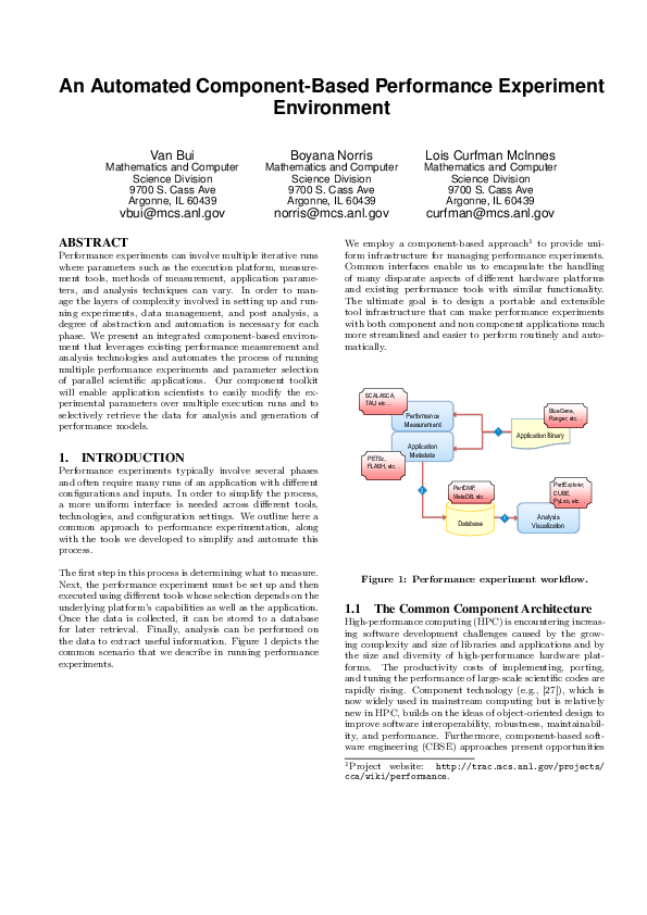(PDF) An automated component-based performance experiment environment | Van Truyen Bui ...