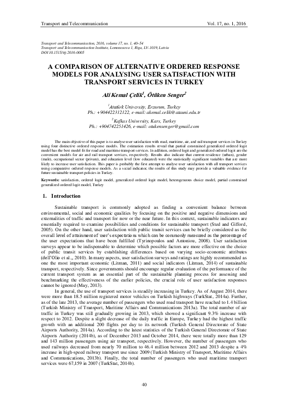 Pdf A Comparison Of Alternative Ordered Response Models For Analysing