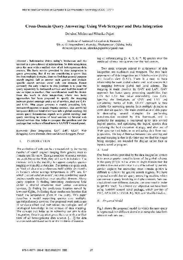 (PDF) Cross-domain query answering: Using Web scrapper and data integration | Debahuti Mishra ...