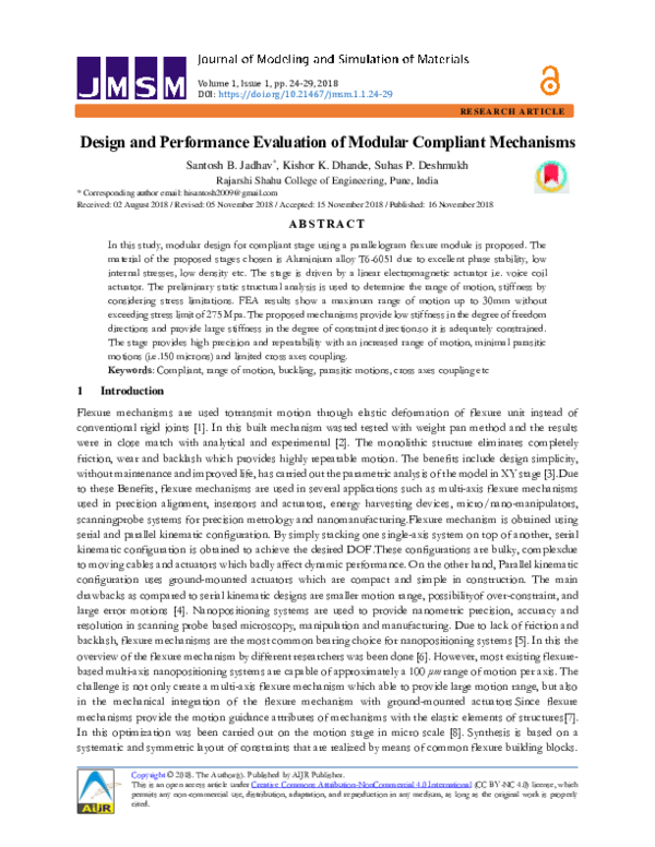 (PDF) Design and Performance Evaluation of Modular Compliant Mechanisms